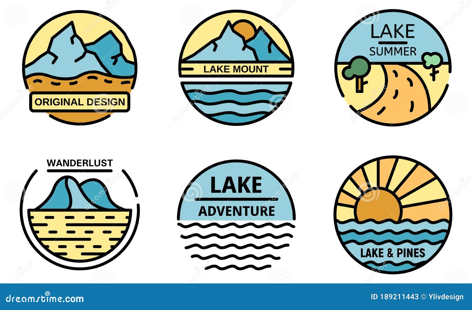 Lake logo vector flat stock vector. Illustration of black - 189211443