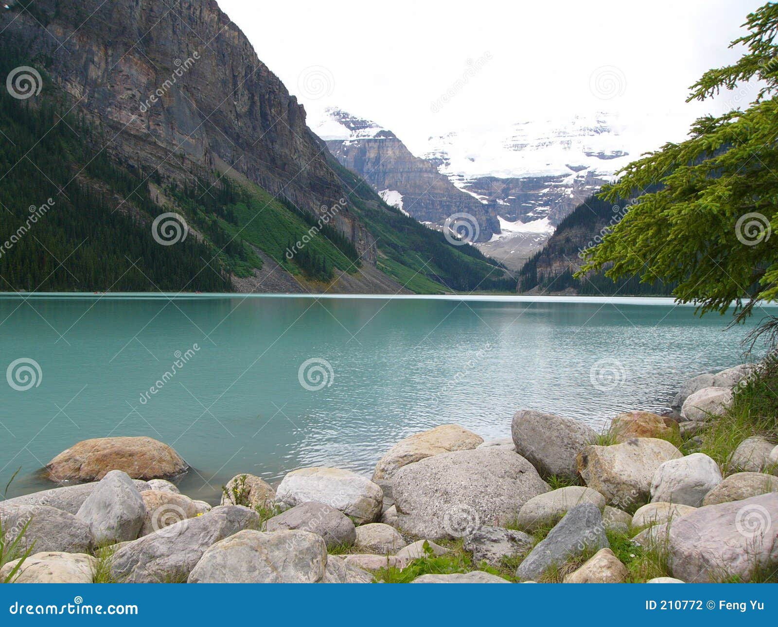 Lake louise stock photo. Image of mirror, rocks, untouched - 210772