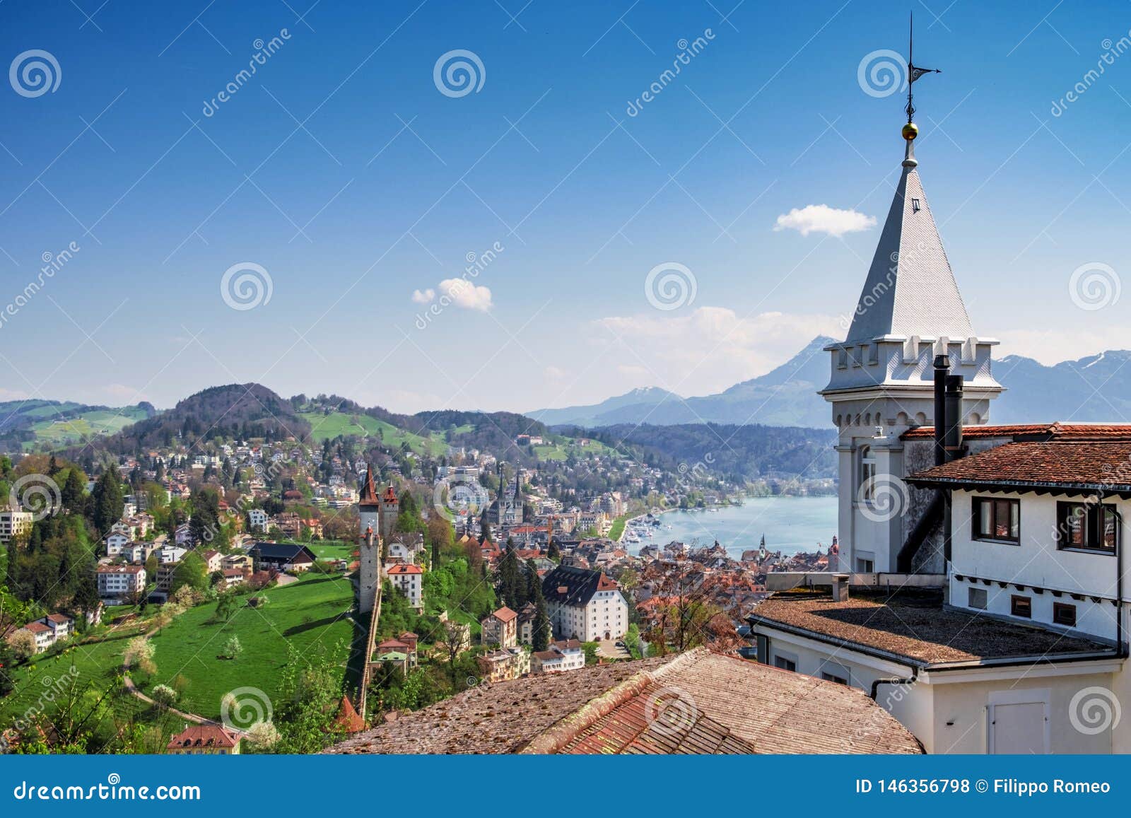 Lake Lucerne Top View Castle Guetsch Stock Photo - Image of swiss ...