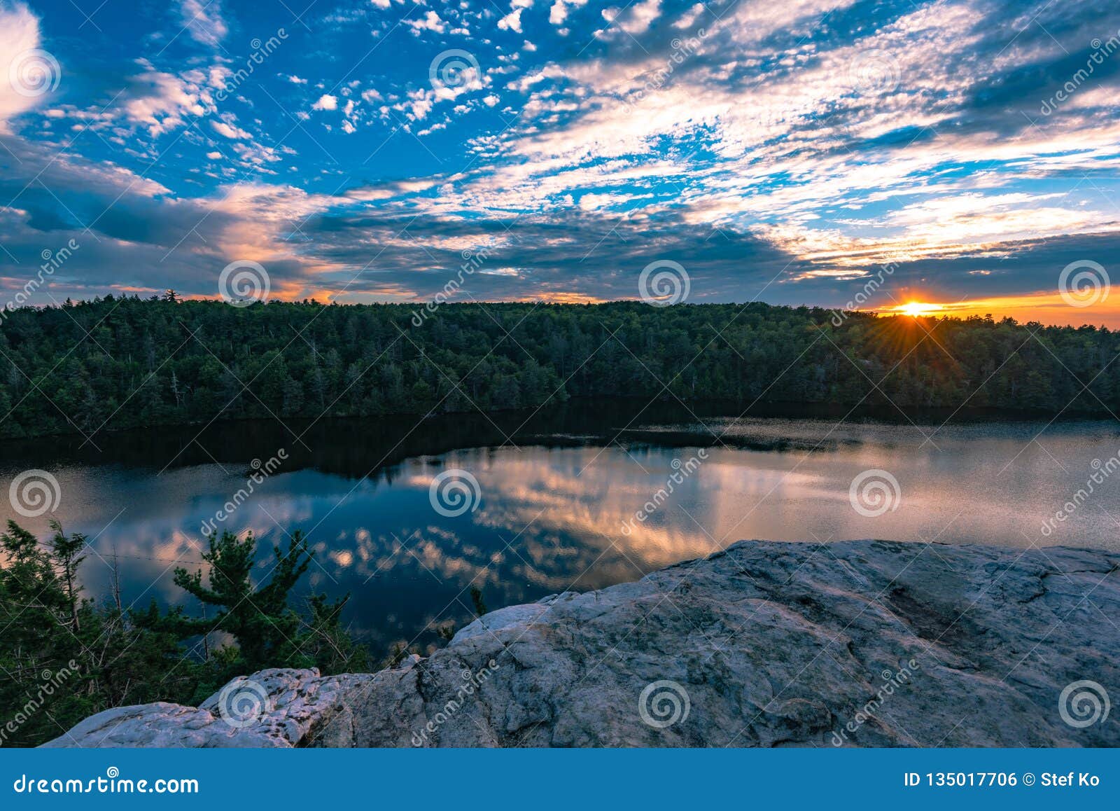 Summer Sunset on Lake Minnewaska Stock Photo - Image of river, nature ...