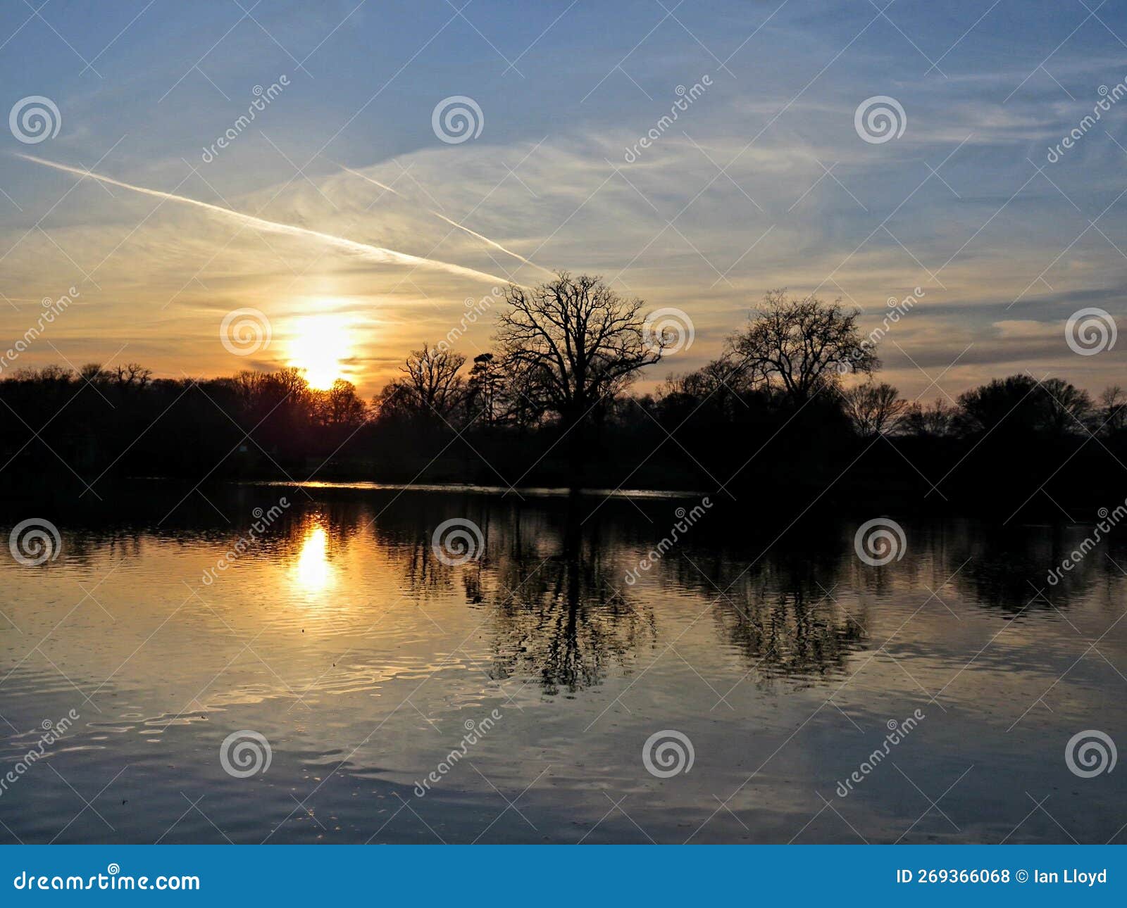 Lake Mirrors the Sky at Sunset Stock Photo - Image of reflection, water ...