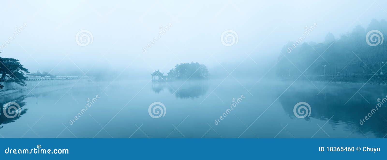 Lake in the misty rain stock photo. Image of mist, scenic - 18365460