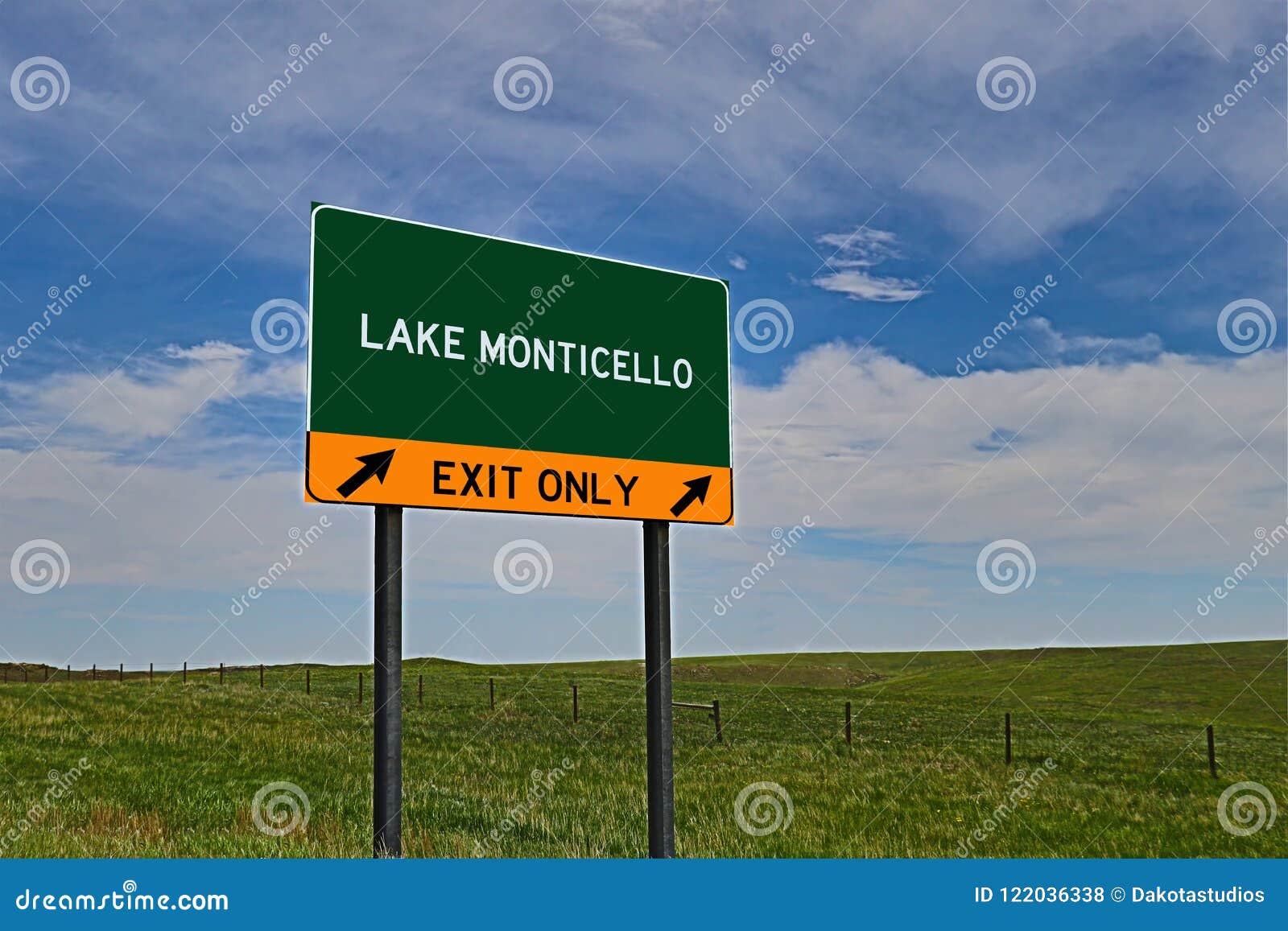 US Highway Exit Sign for Lake Monticello Stock Photo - Image of ...