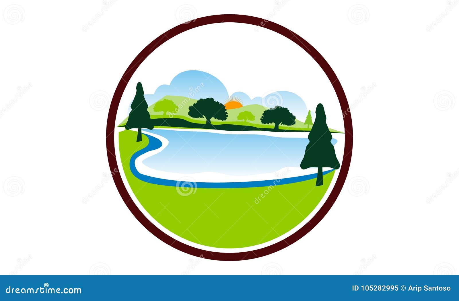 Lake Mountain tree stock vector. Illustration of hill - 105282995