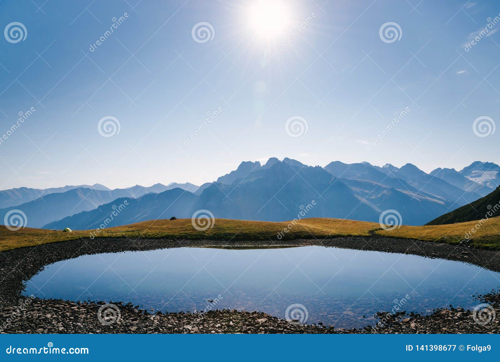 Lake in the Mountains and the Sun Stock Image - Image of beauty ...