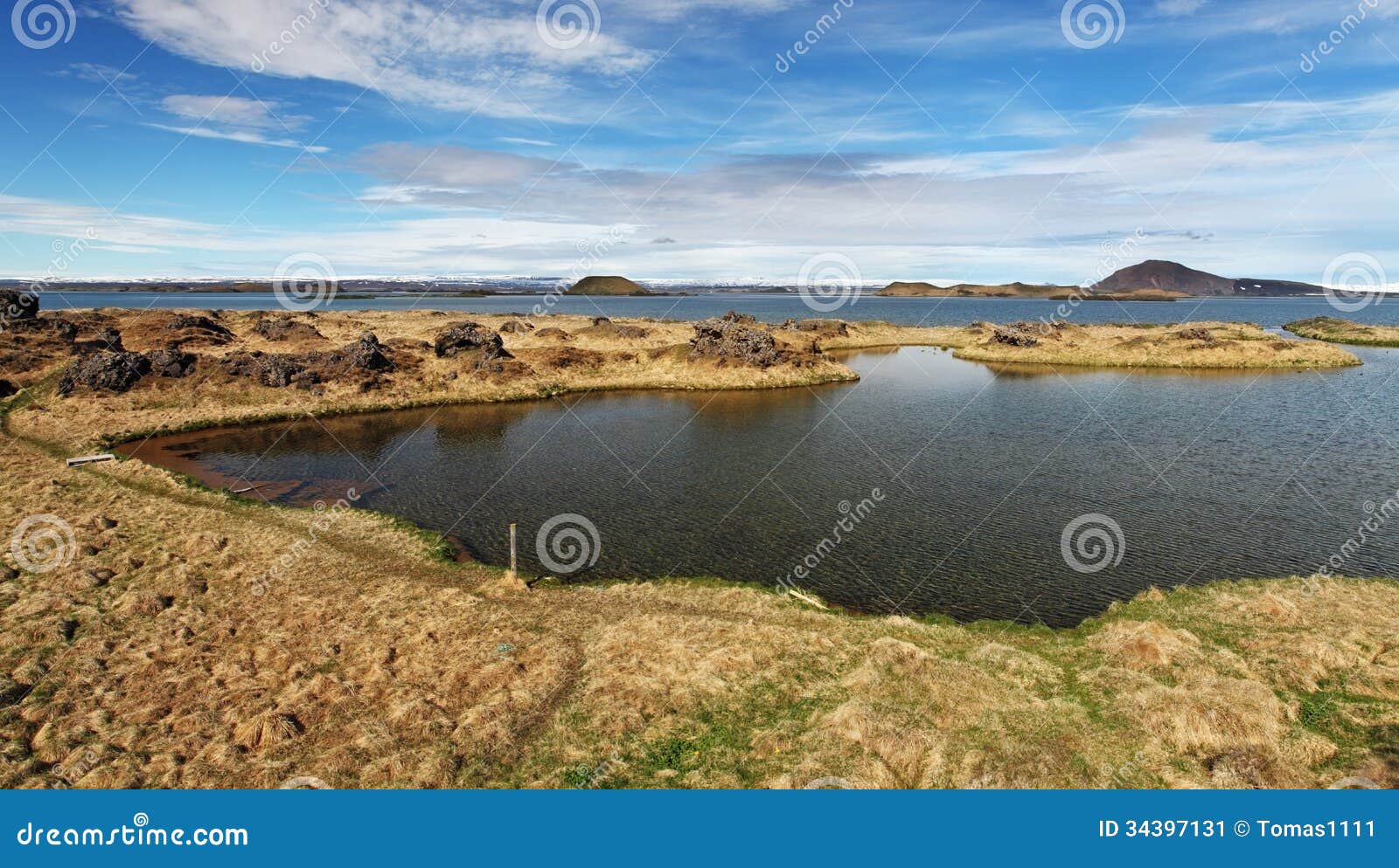 Lake Myvatn - Iceland stock image. Image of grass, cloud - 34397131