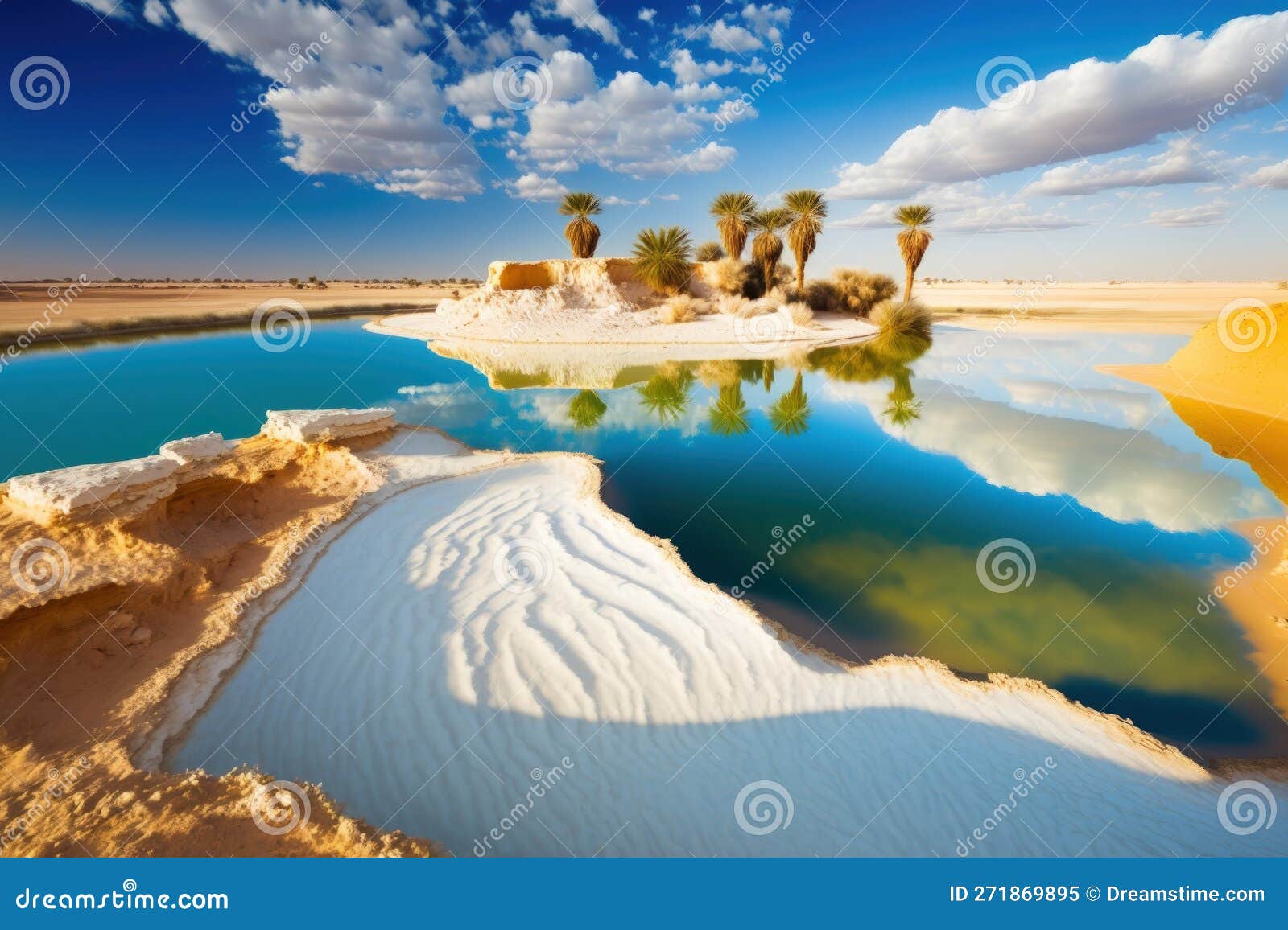 Lake with Natural Salt in the Siwa Oasis Stock Illustration ...