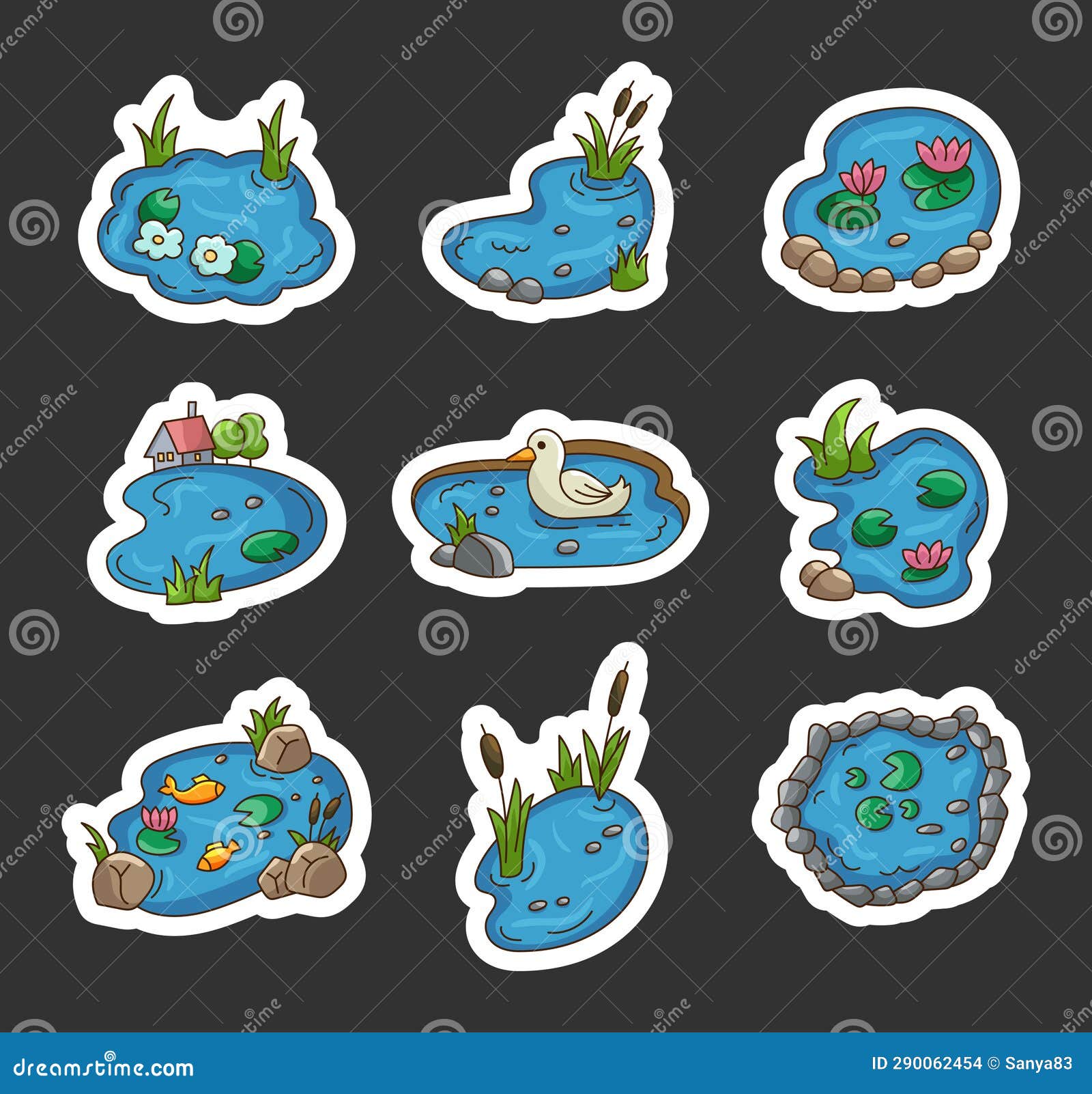 Lake Nature Landscape. Sticker Bookmark Stock Illustration ...