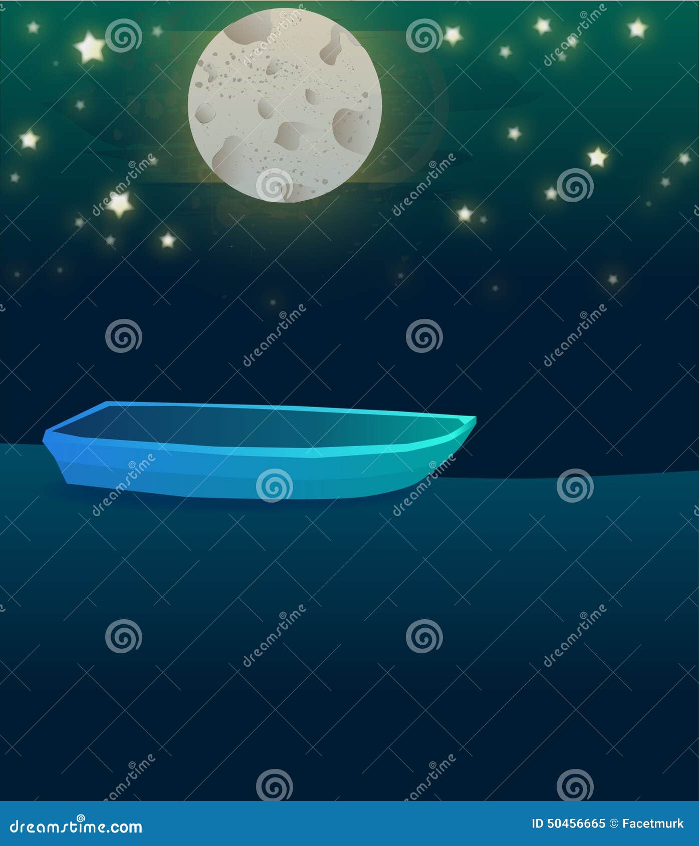 Lake Night Boat Illustration Stock Illustration - Illustration of ...
