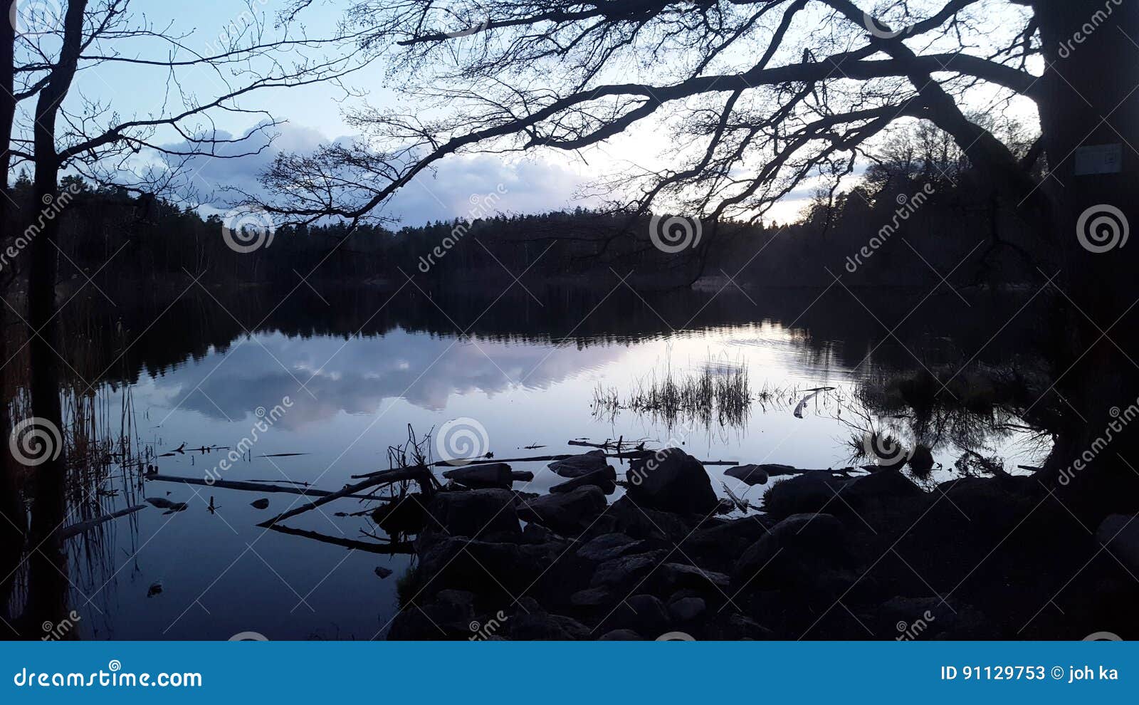Lake at night stock image. Image of pistayoki, europe - 91129753