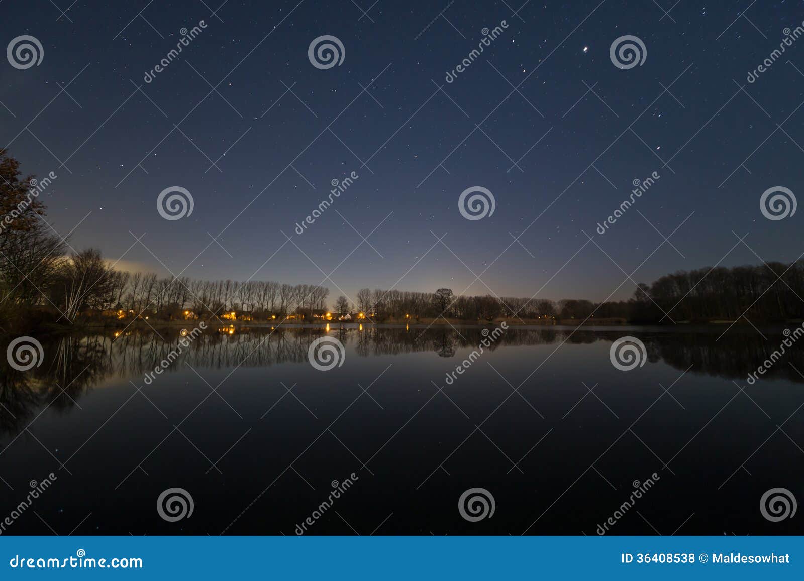 Lake at Night stock photo. Image of north, trees, houses - 36408538