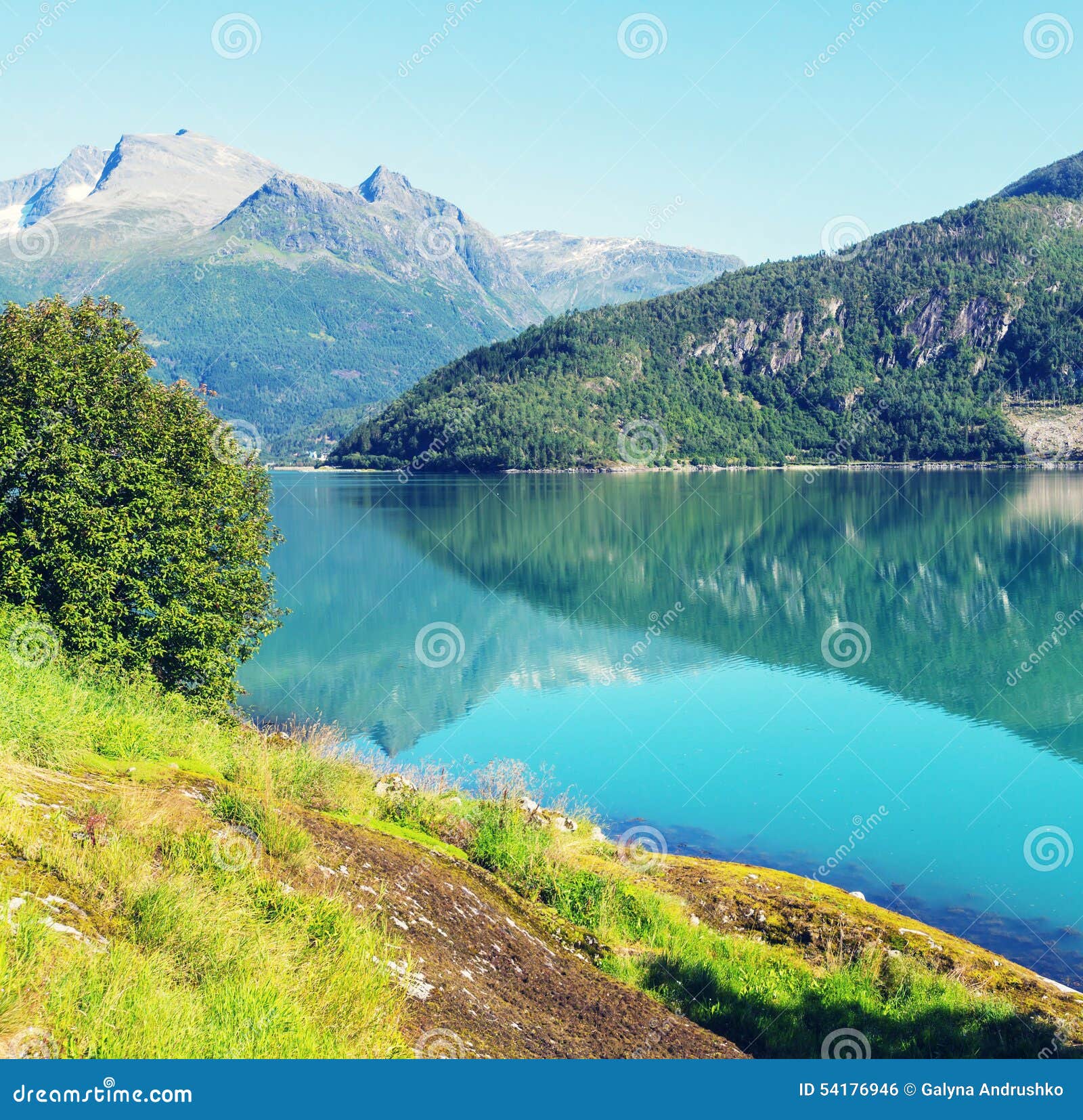 Lake in Norway stock photo. Image of boat, paradise, tranquility - 54176946