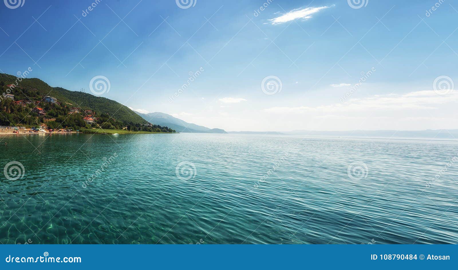 Lake Ohrid and Mountains stock photo. Image of shore - 108790484
