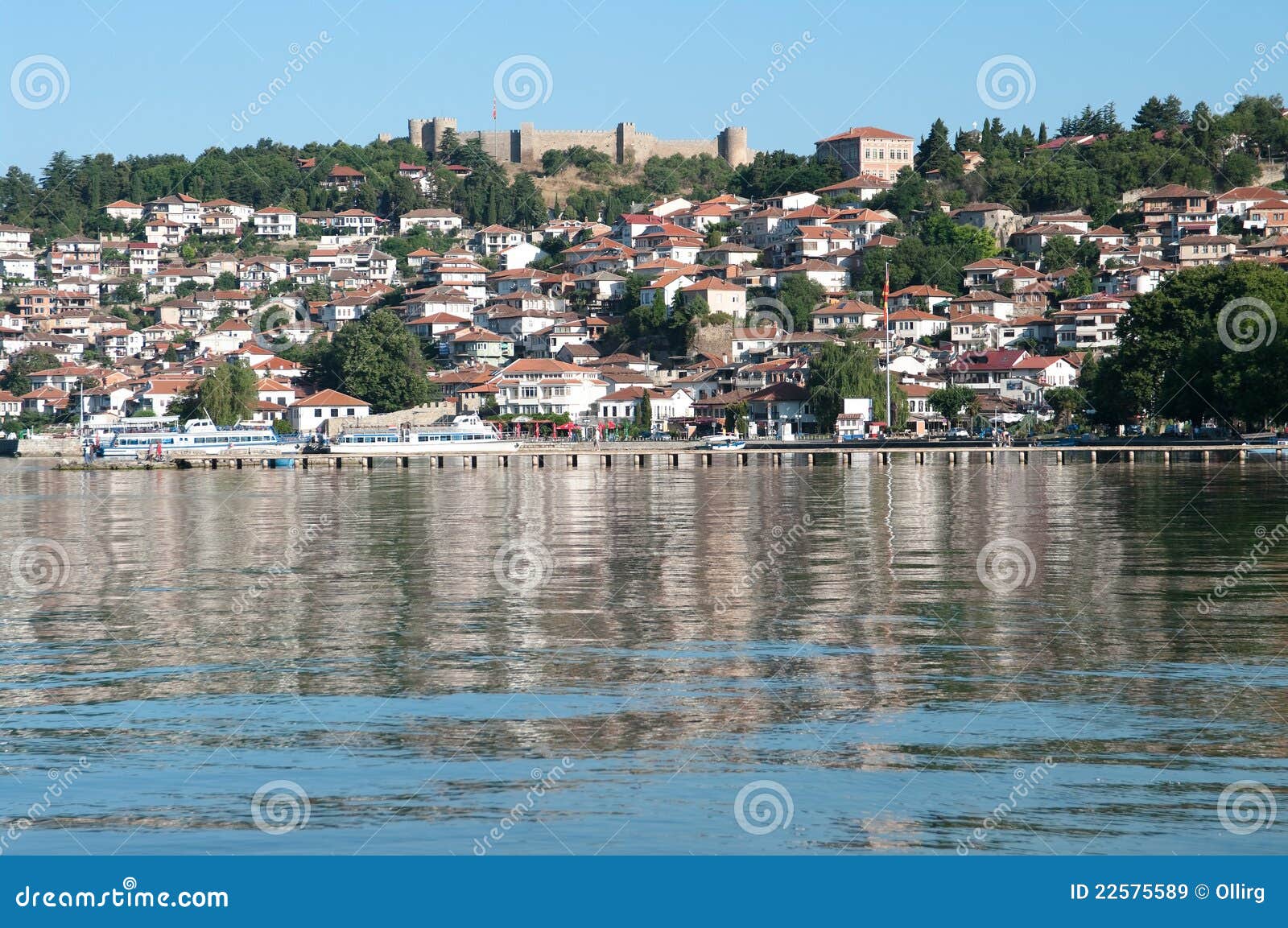 Lake and Old Ohrid, Republic of Macedonia Stock Image - Image of blue ...
