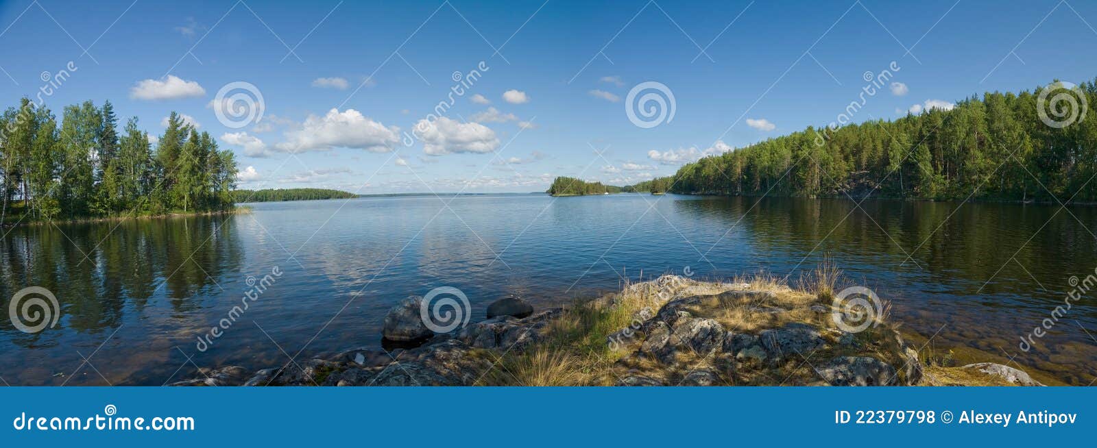 Lake Onega Panorama in Karelia, Russia Stock Photo - Image of blue ...