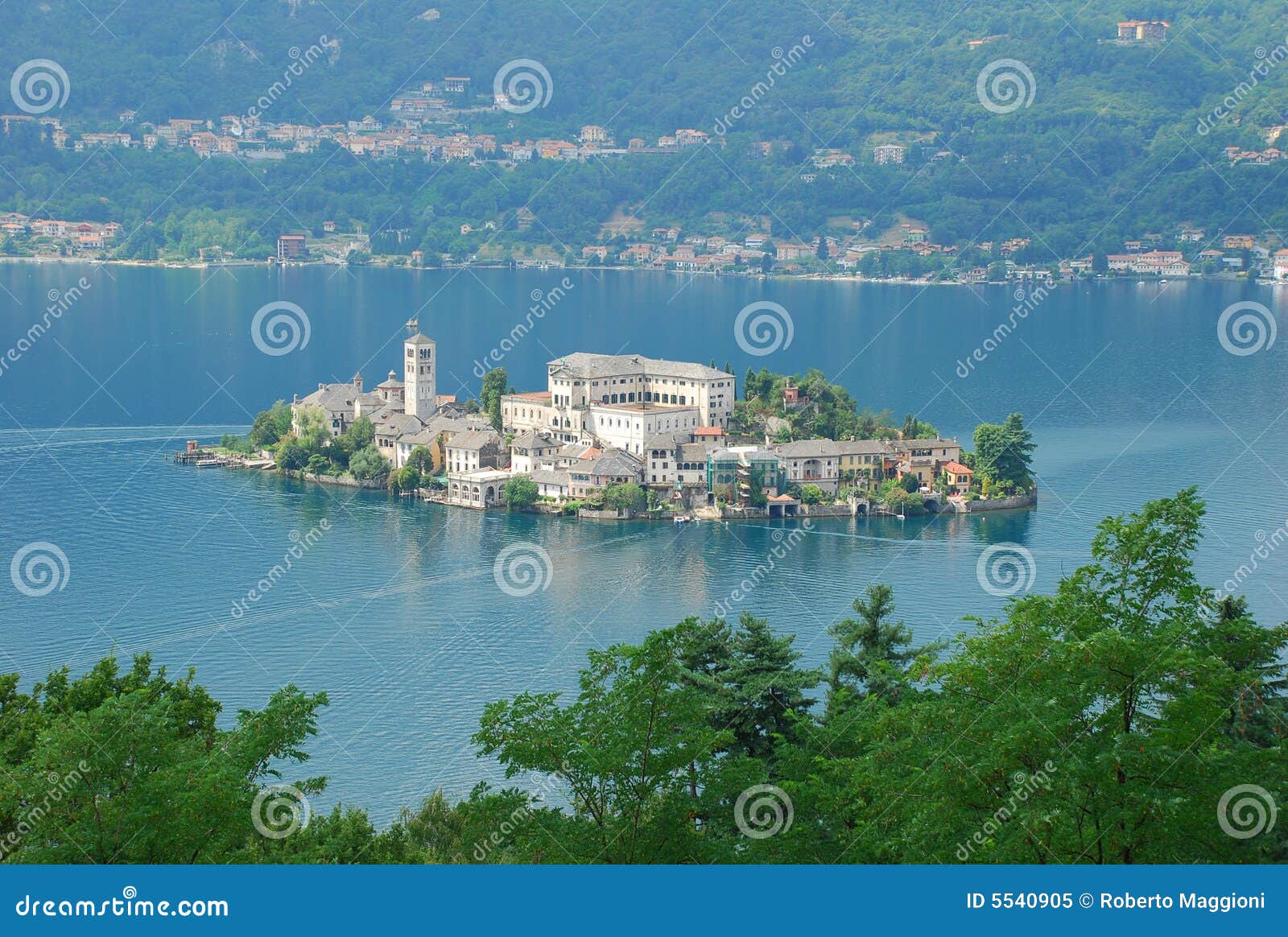 Lake Orta, Italy. San Giulio Island Stock Image - Image of church ...