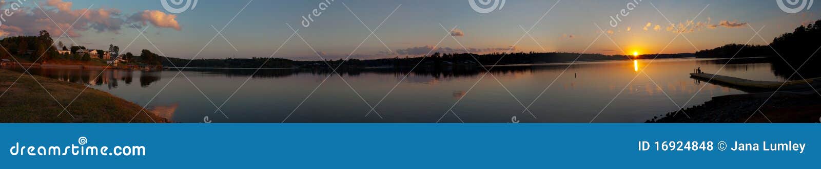 Lake Panoramic Scene stock photo. Image of lake, pier - 16924848