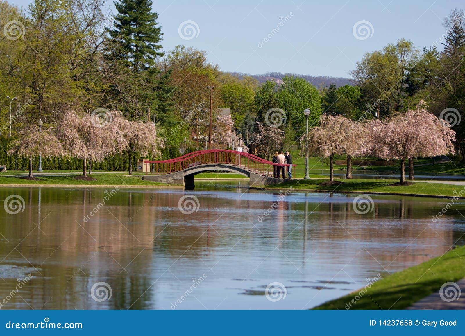 Lake Park Bridge in Spring stock photo. Image of love - 14237658