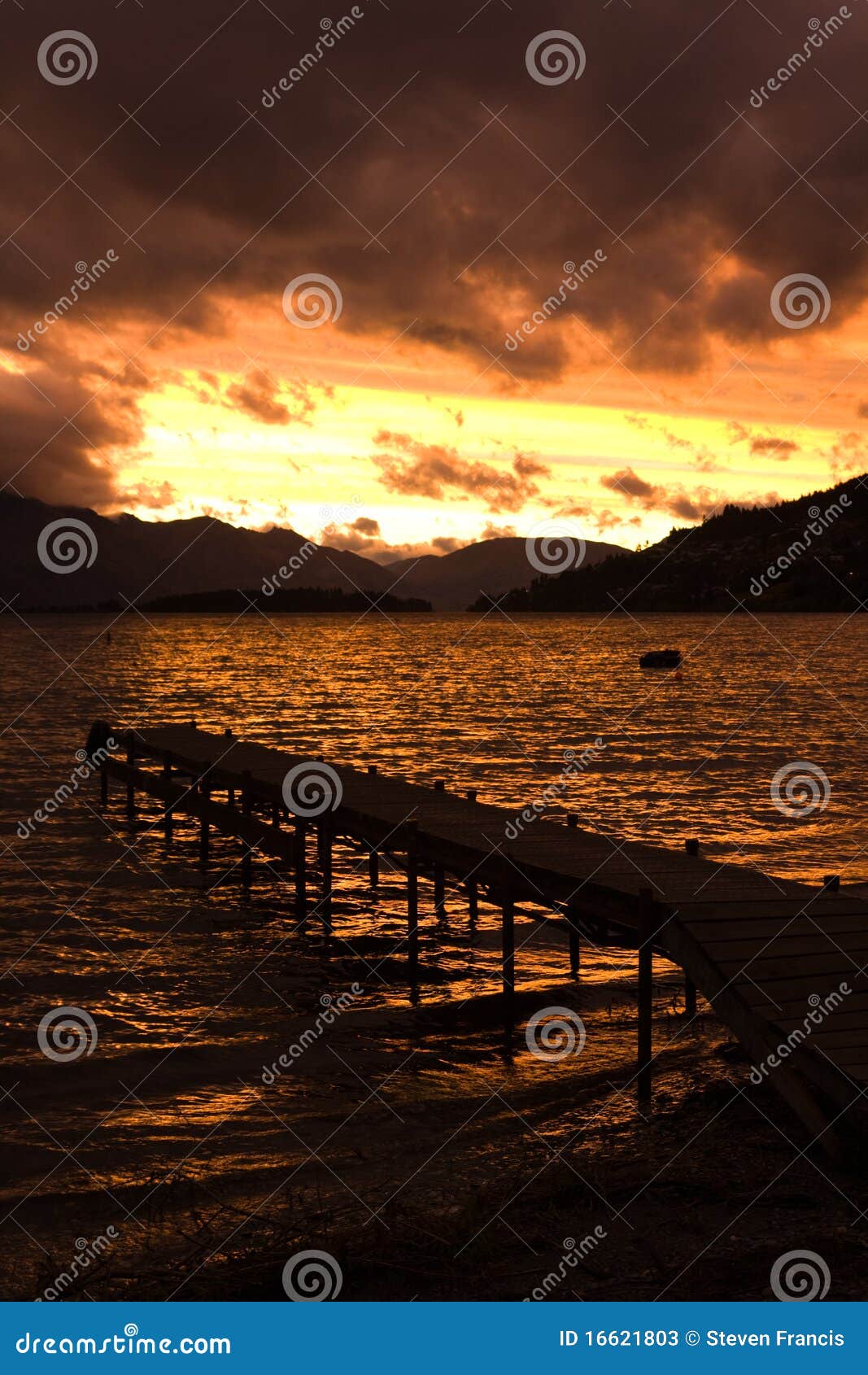 Lake pier at Sunset stock image. Image of landscape, travel - 16621803