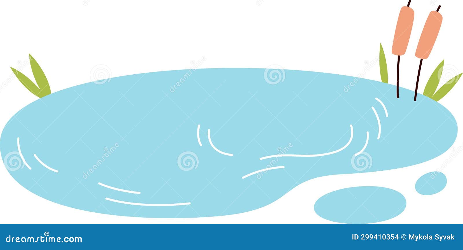 Lake with Plants Landscape stock illustration. Illustration of summer ...