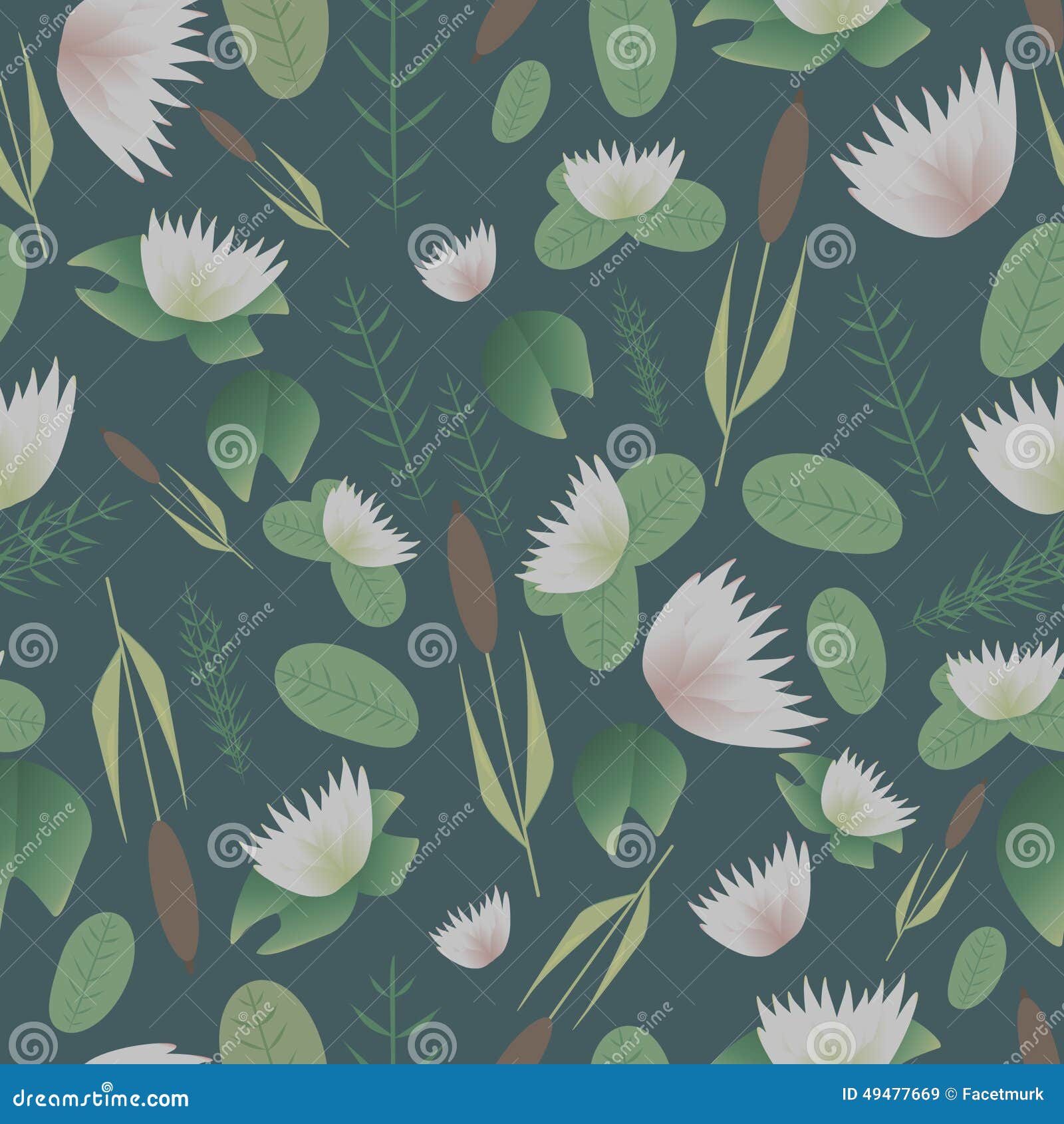 Lake Plants Pattern Illustration Stock Vector - Illustration of decor ...