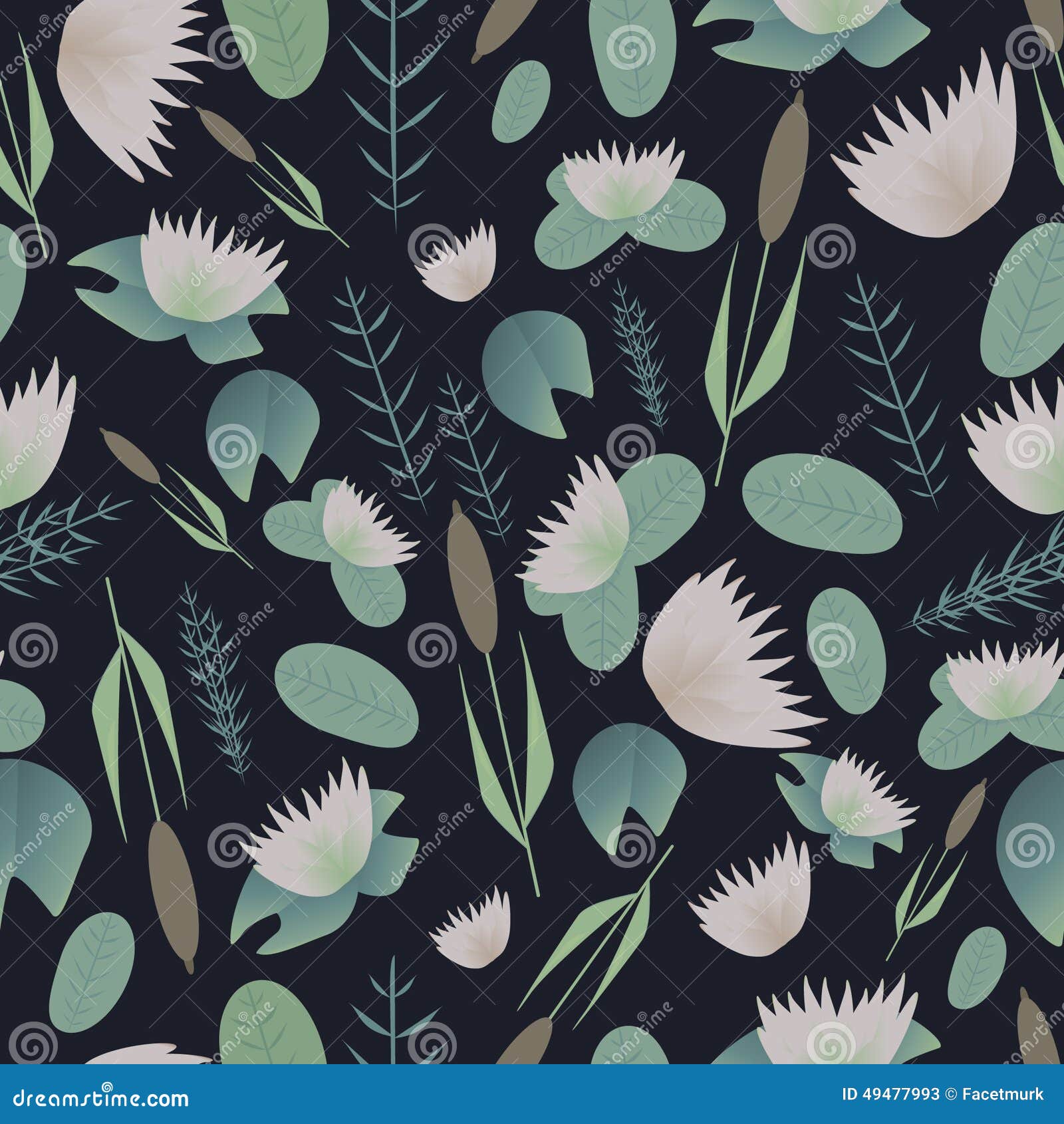 Lake Plants Pattern Illustration Stock Vector - Illustration of pink ...