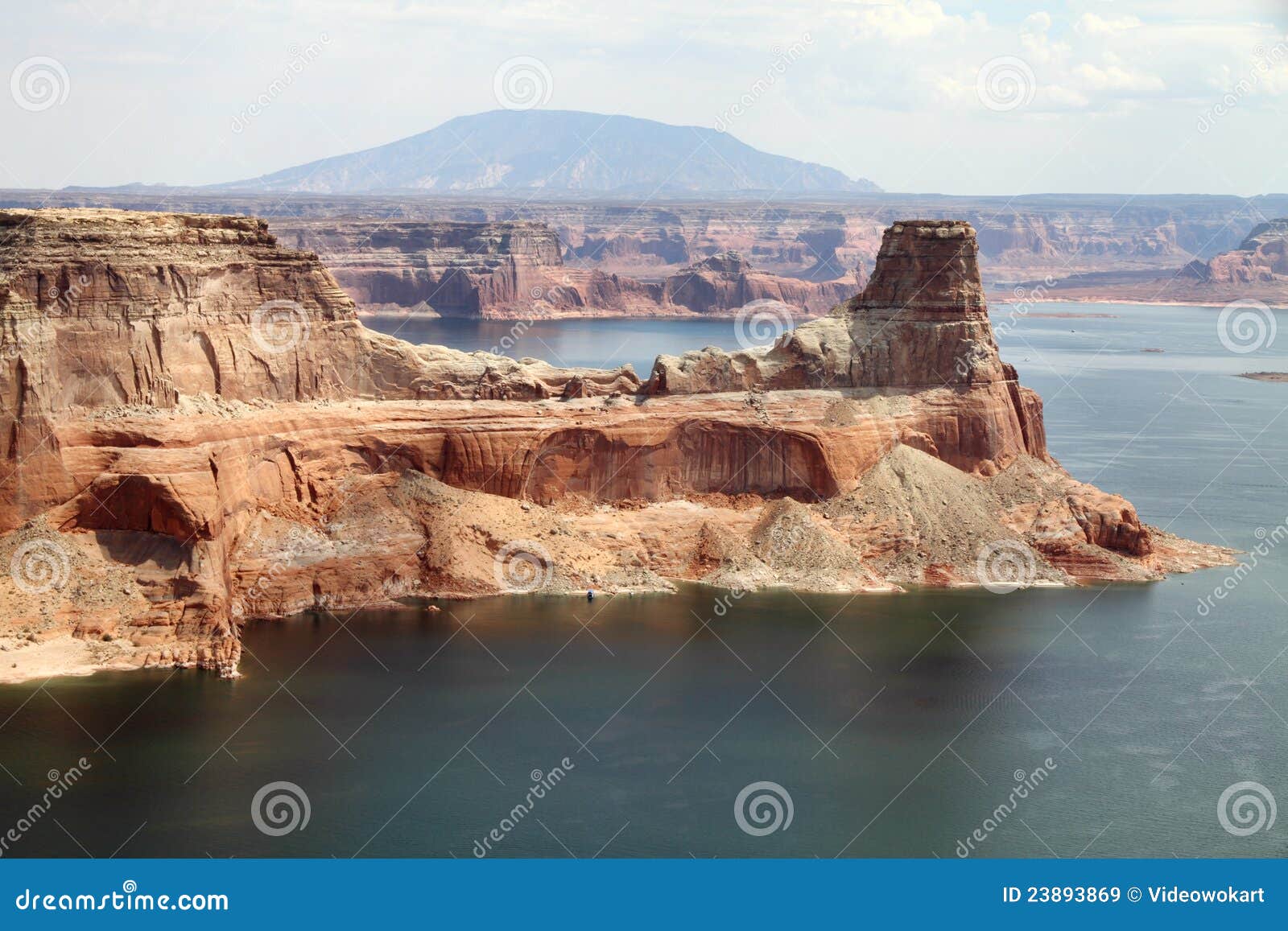Lake Powell, Panorama Red Rock Formations Surrounding A Blue Lake In ...