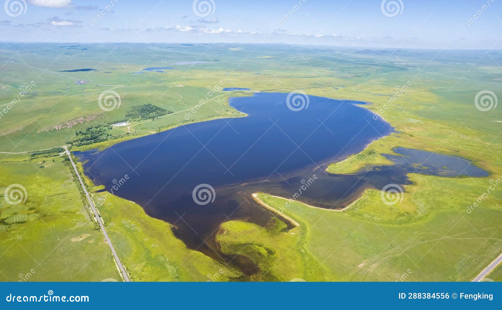 Lake on the prairie stock photo. Image of coast, hill - 288384556
