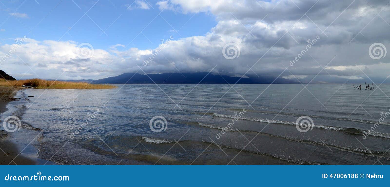 Lake Prespa stock photo. Image of boat, prespa, clouds - 47006188