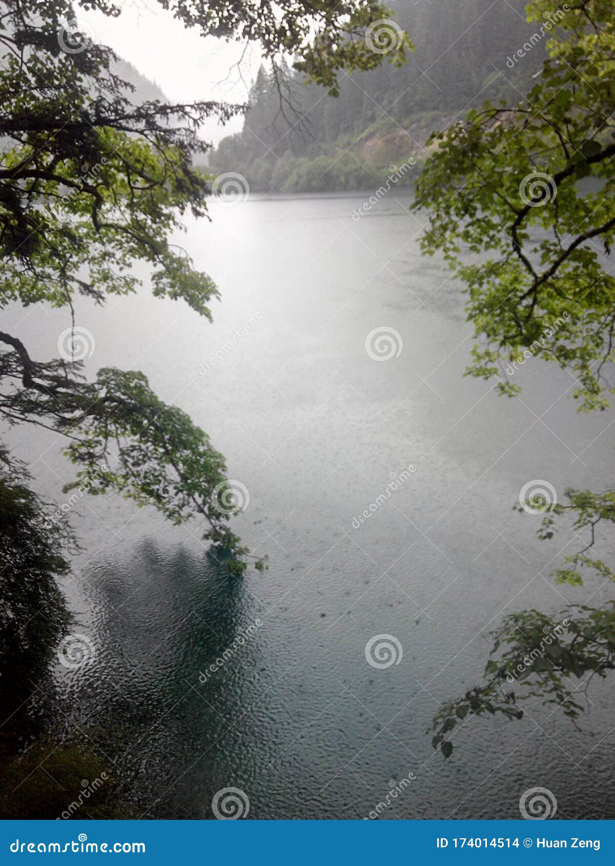 A lake in the rain stock photo. Image of surface, wave - 174014514
