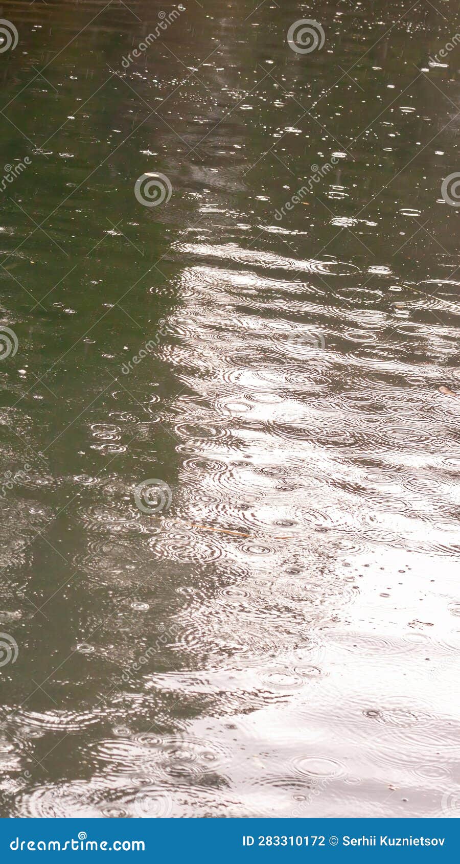 Lake with Raindrops on the Surface, View from Above. Shadow from Nature ...