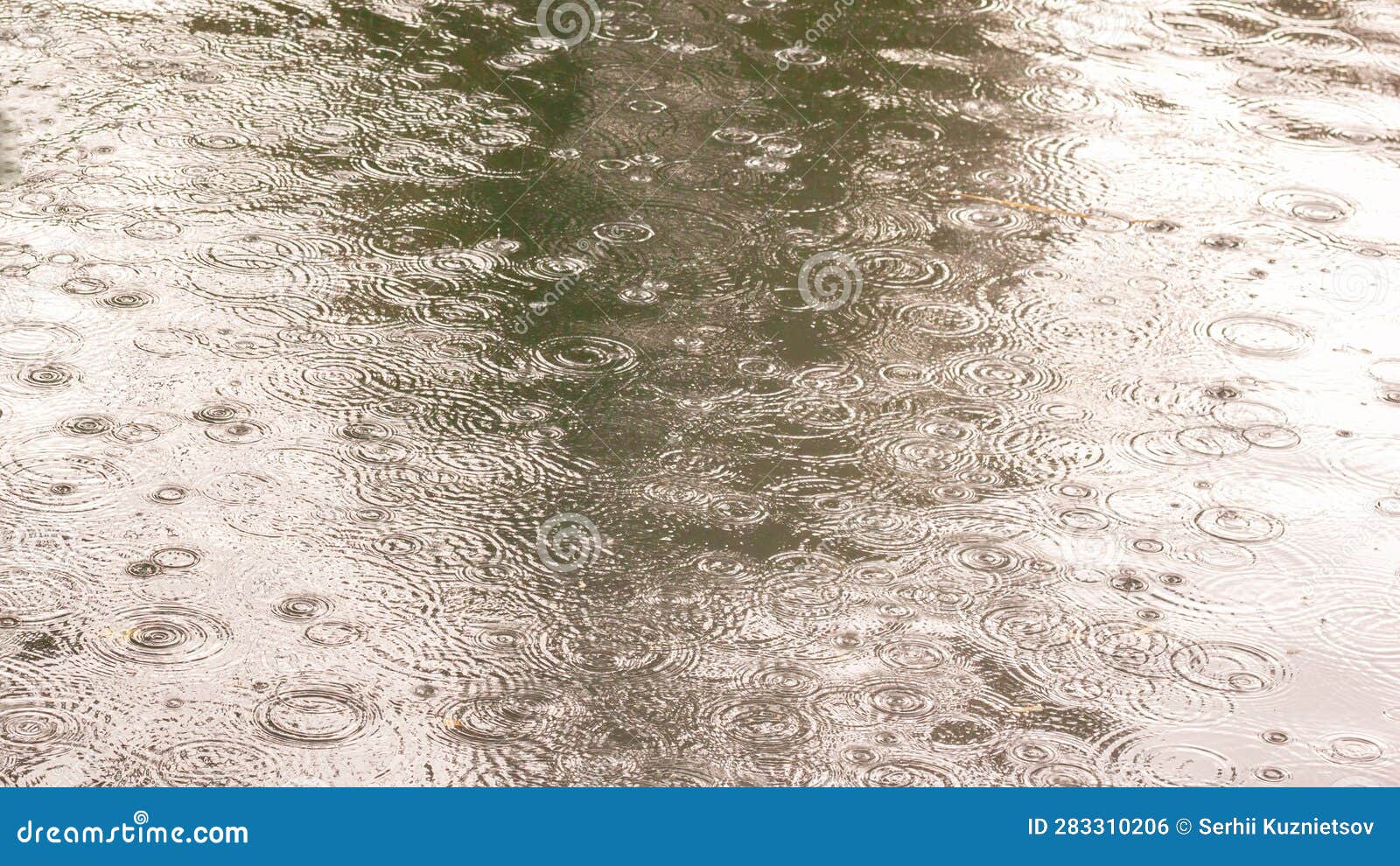 Lake with Raindrops on the Surface, View from Above. Shadow from Nature ...