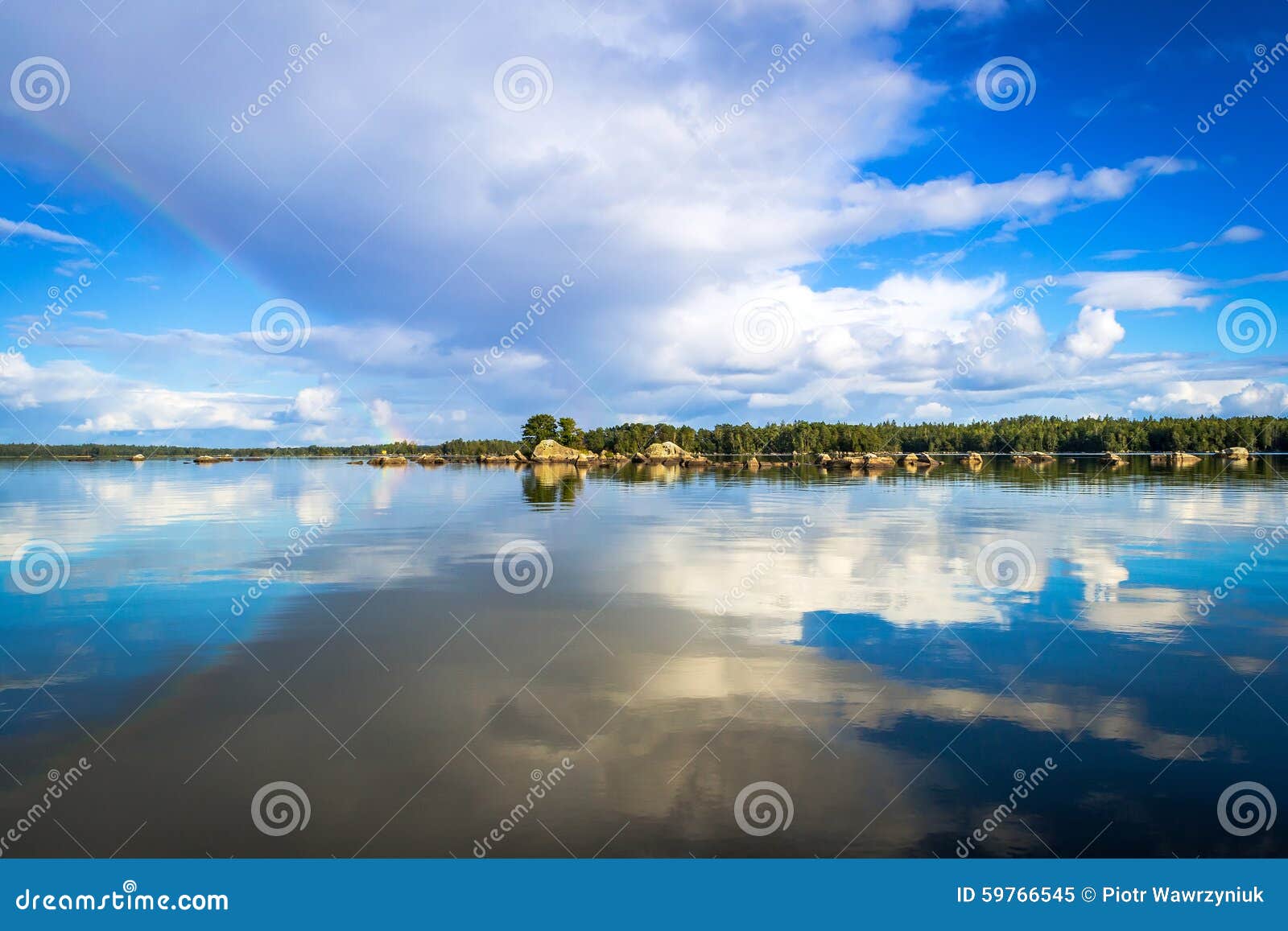 Lake Reflection with Rainbow Stock Image - Image of holiday, nature ...