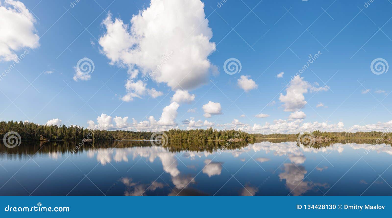 Lake with Reflections and Clouds Stock Photo - Image of summer ...