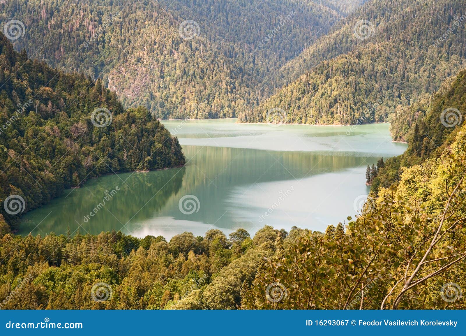 Lake Ritsa. Abkhazia. stock image. Image of object, bush - 16293067