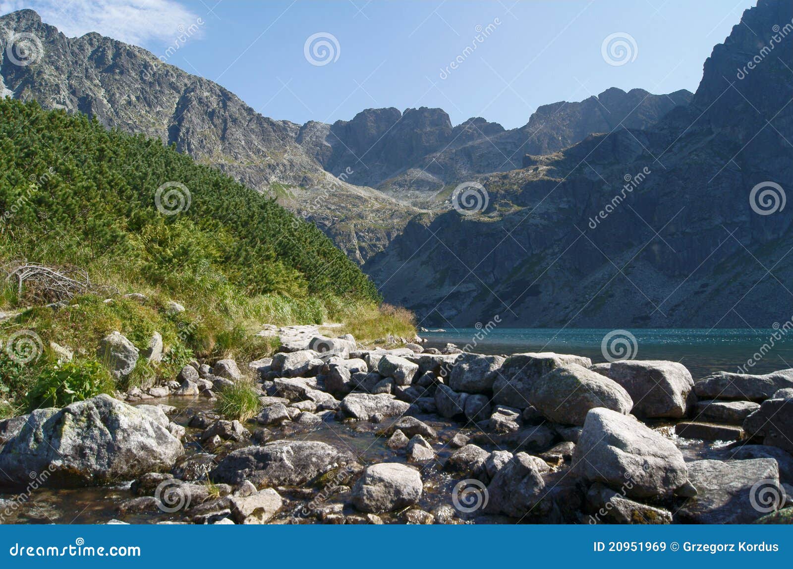 Lake and rock stock image. Image of grass, poland, spruce - 20951969