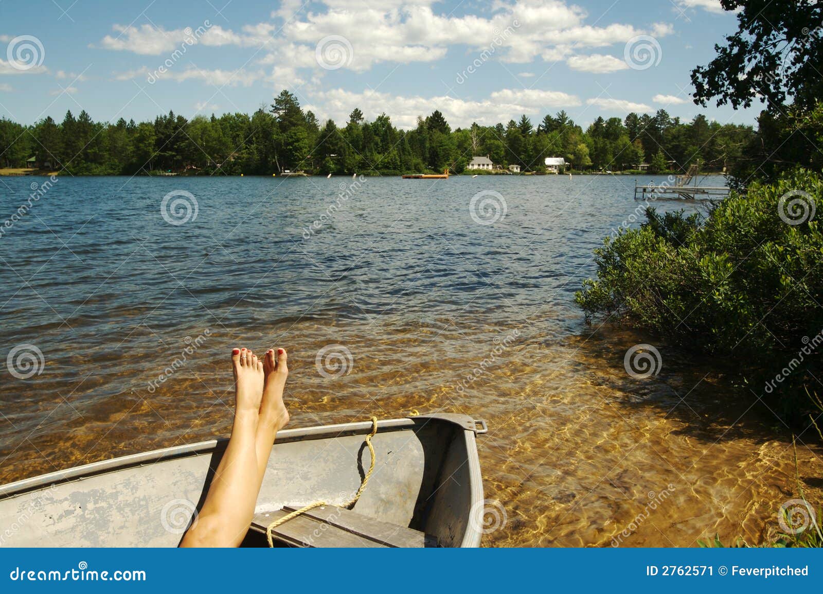 Lake Scene on Summer Day stock image. Image of water, trees - 2762571