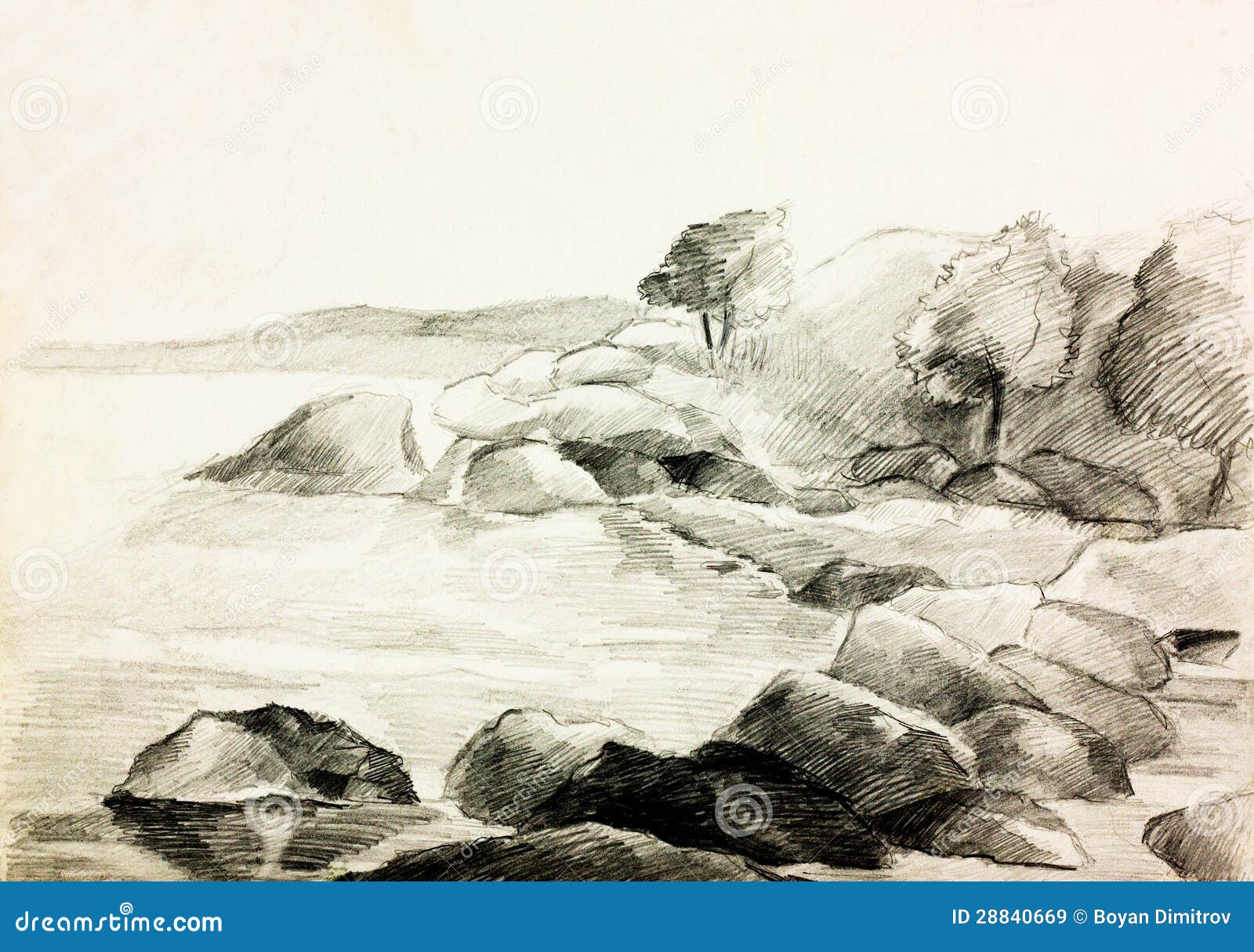 Lake shore stock illustration. Illustration of morning - 28840669