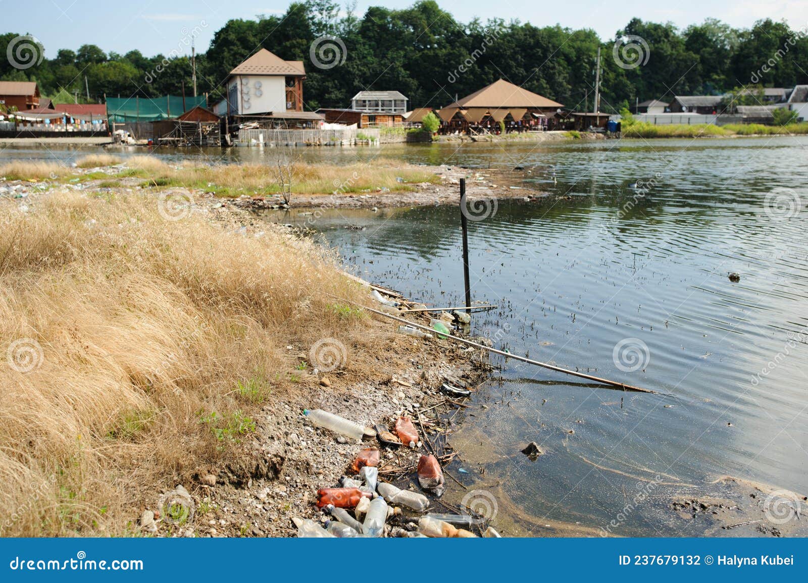 The Lake and the Shore are Littered with Garbage Stock Photo - Image of ...
