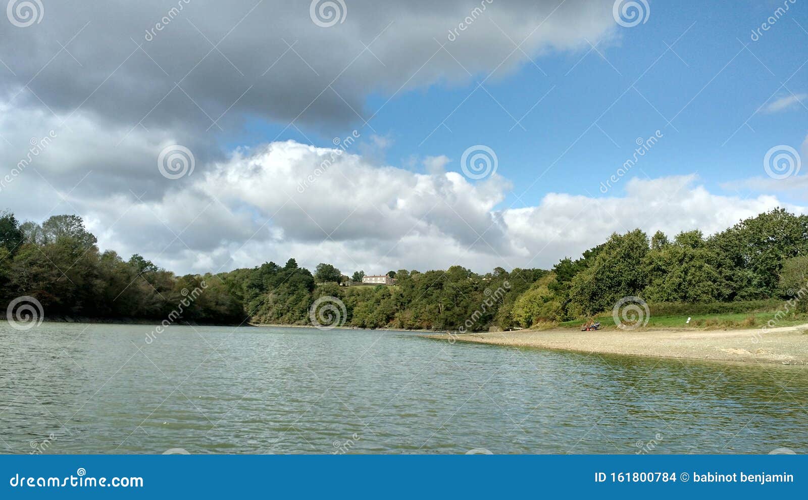 Lake Shore Trees Clouds Sky and Peace Stock Photo - Image of shore ...