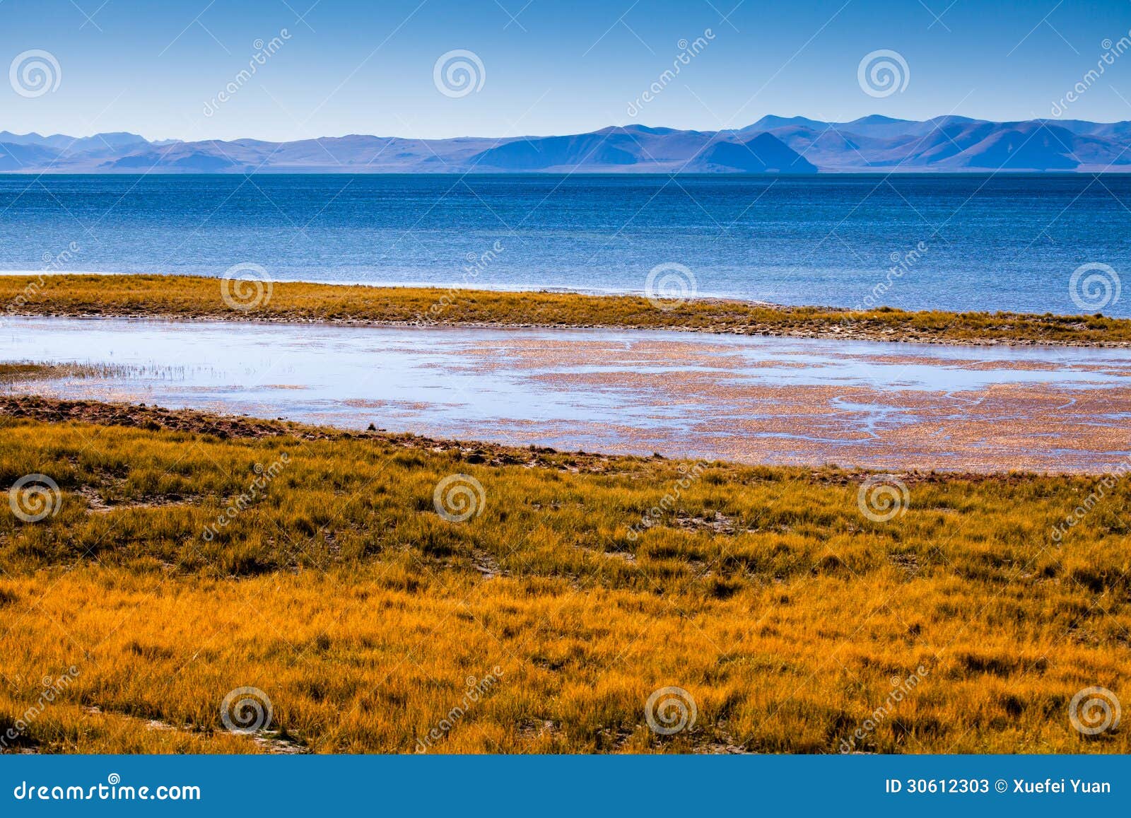 Lake shore of Zhari namco stock image. Image of clear - 30612303
