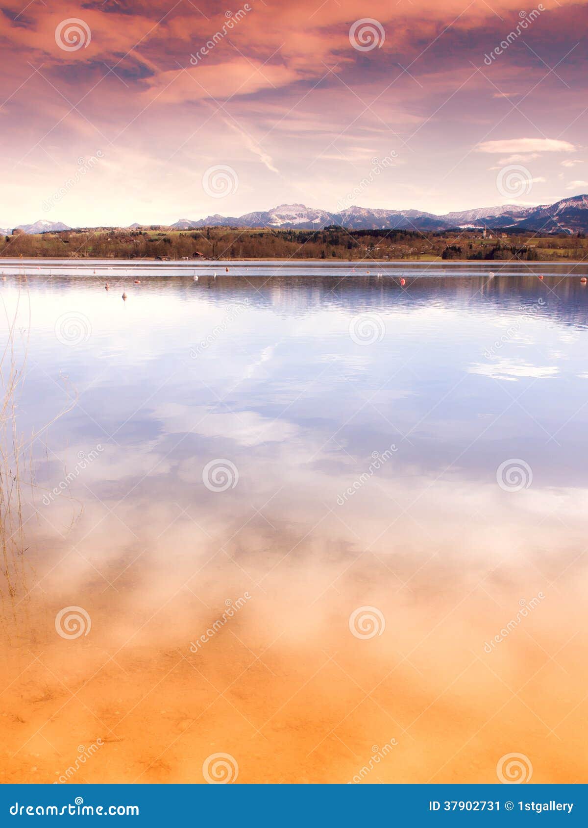 Lake Simssee and Mountain Kampenwand Stock Image - Image of kampenwand ...