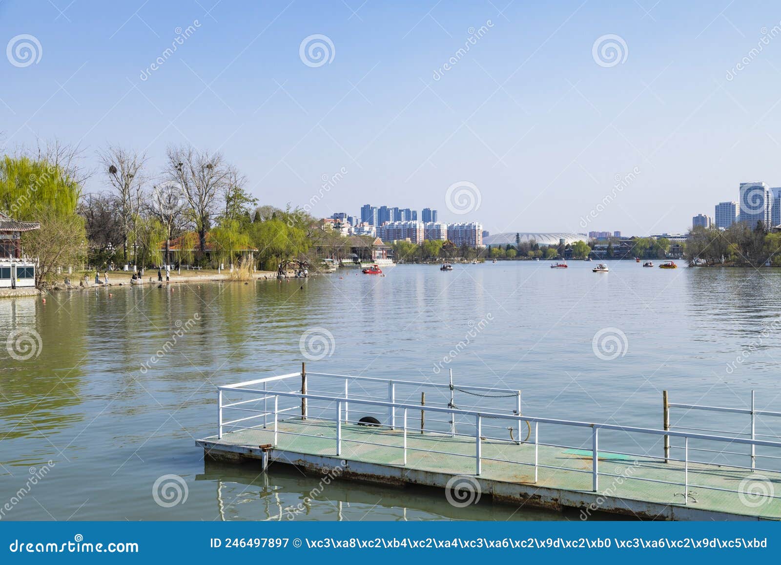 The Lake Skyline of Tianjin Water Park Stock Image - Image of boating ...