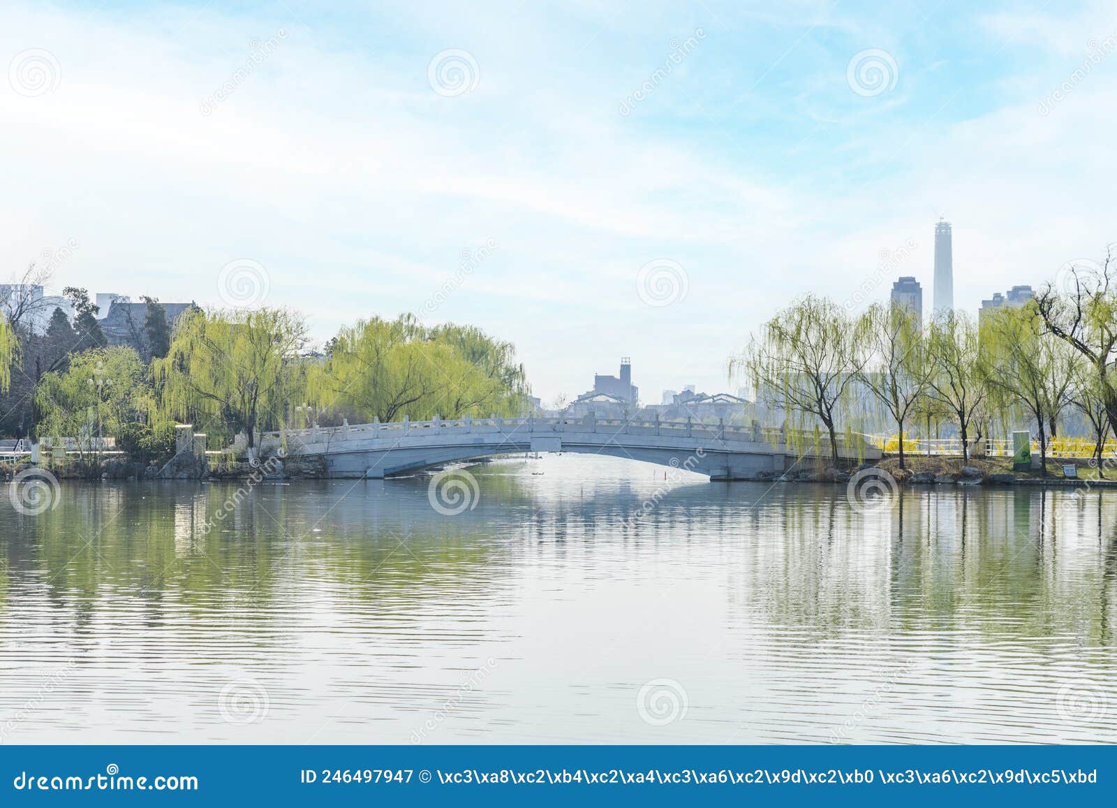 The Lake Skyline of Tianjin Water Park Stock Image - Image of water ...