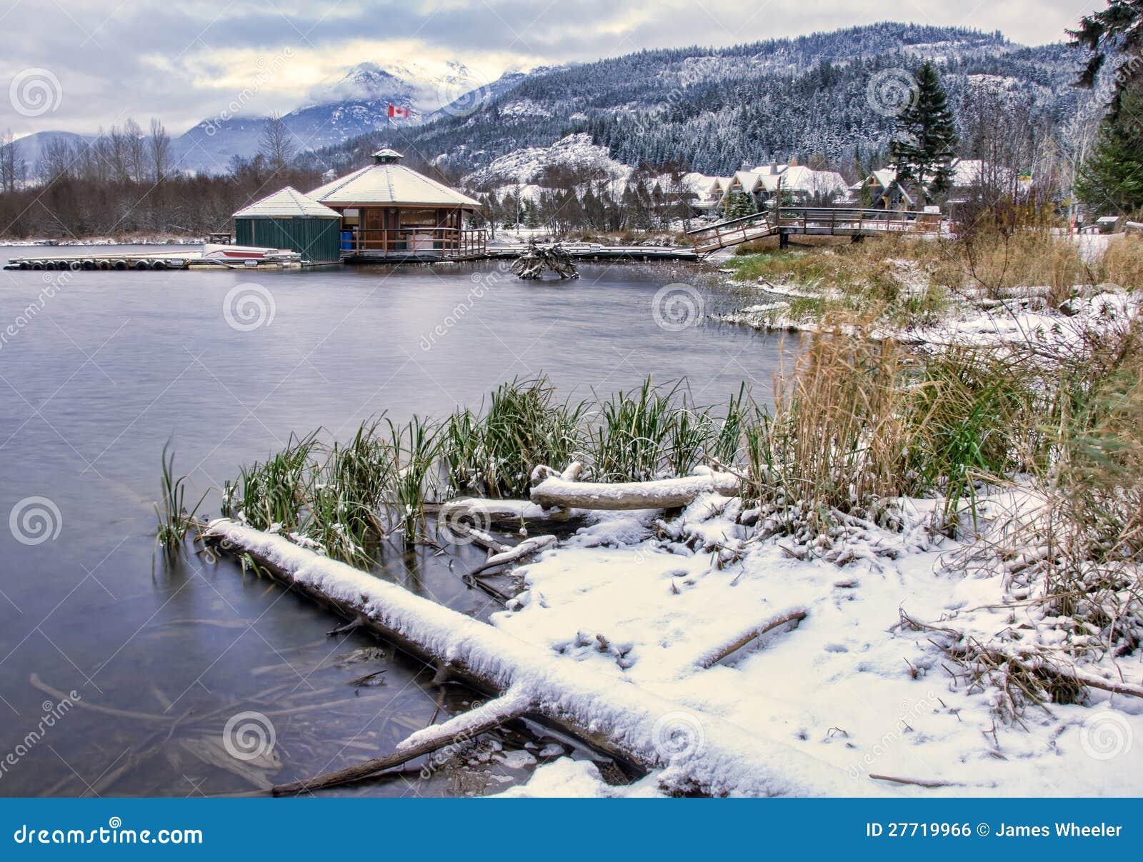 Lake with Snow Along Shore stock photo. Image of landmark - 27719966