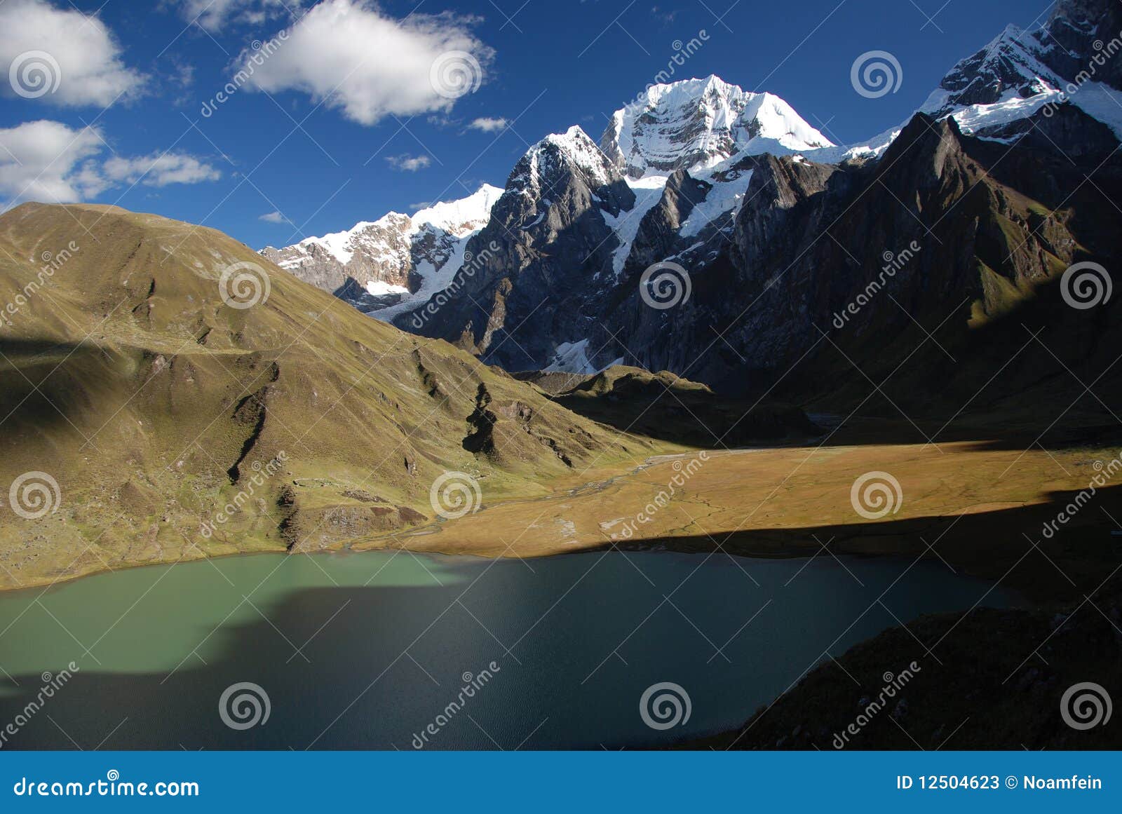 Lake and Snow Peaks of Peru Stock Image - Image of blue, lakes: 12504623