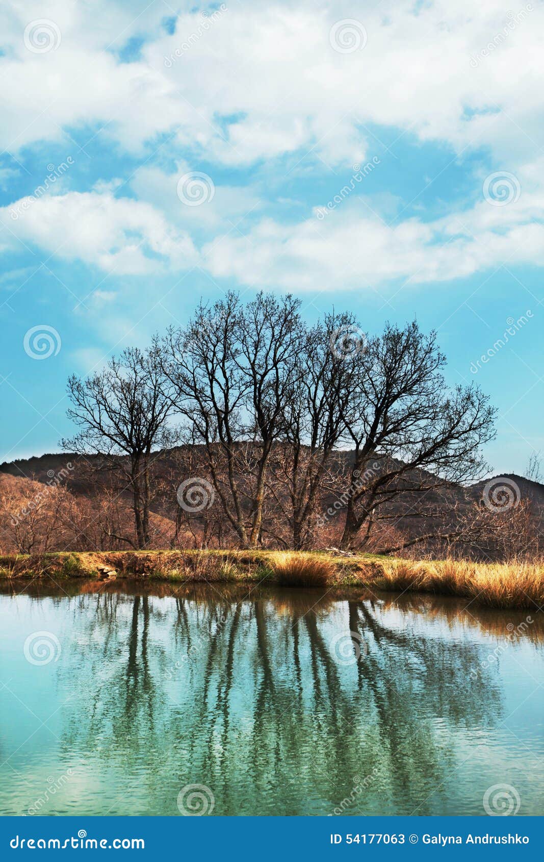Lake in spring stock image. Image of clouds, crimea, natural - 54177063