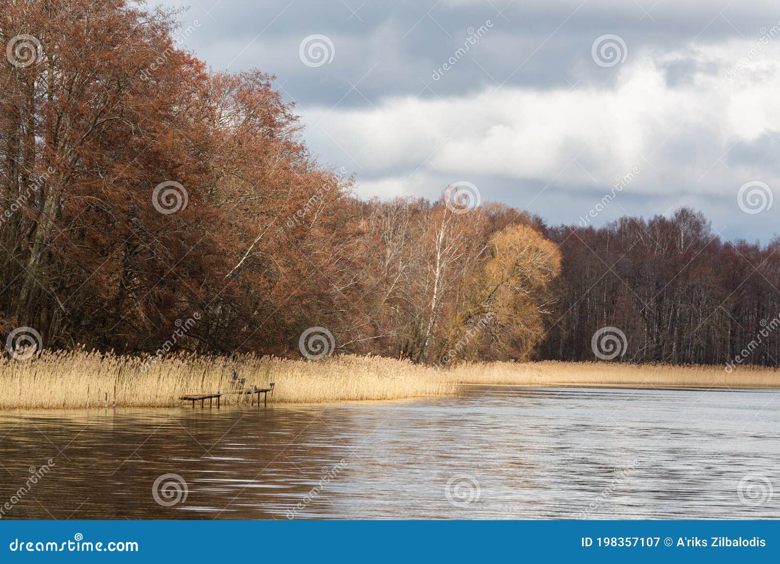 Lake in Spring with Reflections in the Water Stock Image - Image of ...