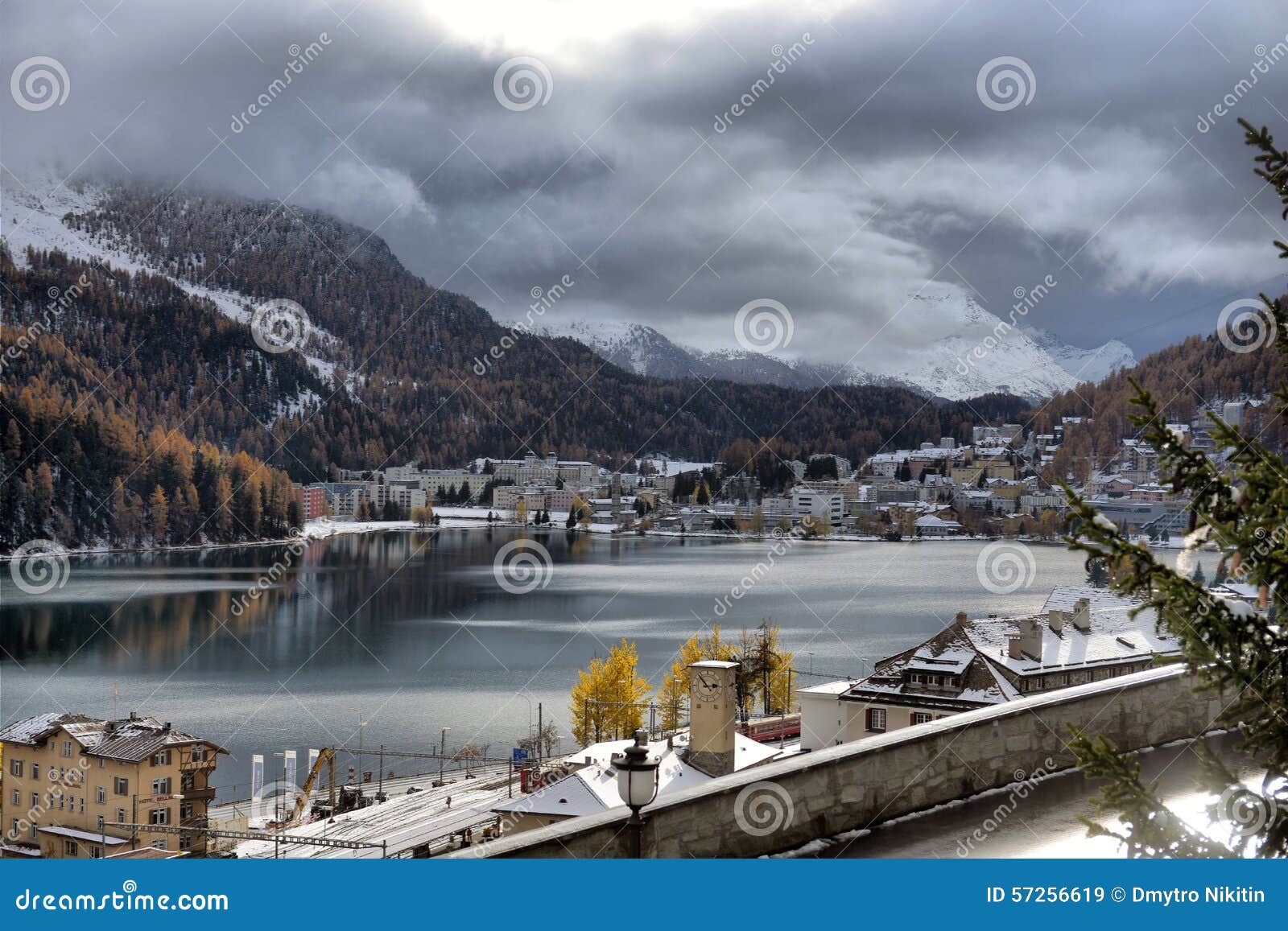 Lake St. Moritz in the Autumn Stock Image - Image of silvaplana, frozen ...