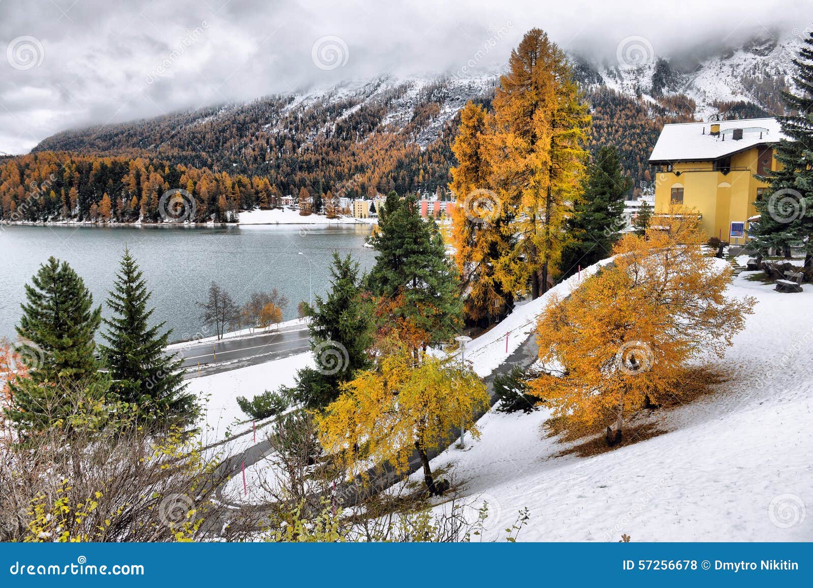 Lake St. Moritz in the Autumn Stock Photo - Image of swiss, moritz ...
